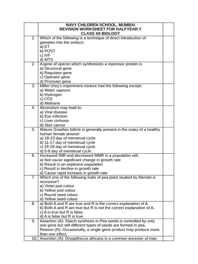 Revision WS For Hy 24 | PDF | Gene | Immune System