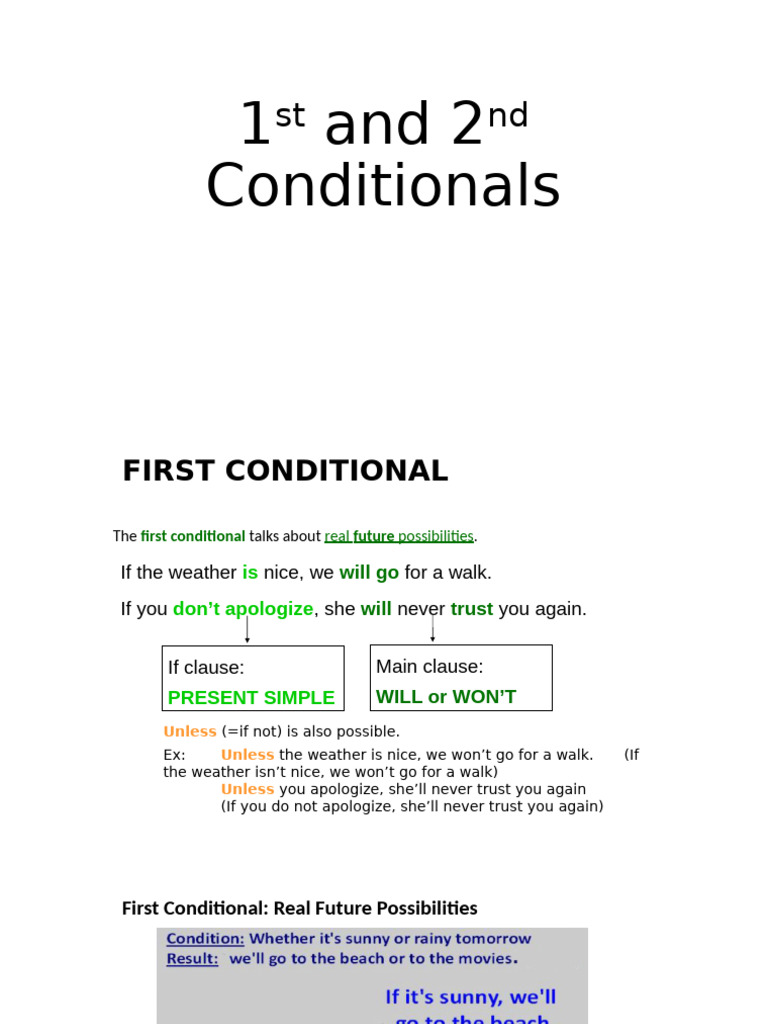 1st and 2nd Conditionals | PDF | Subject (Grammar) | Languages
