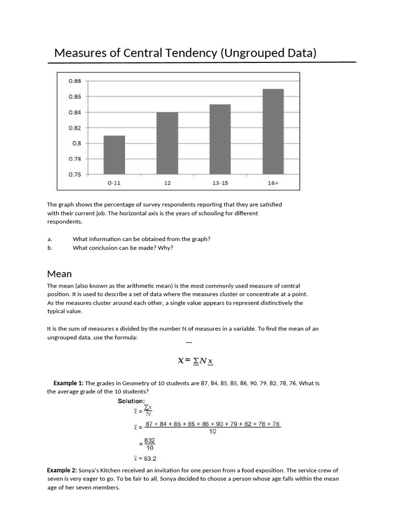 Measures of Central Tendency | PDF | Mean | Standard Deviation