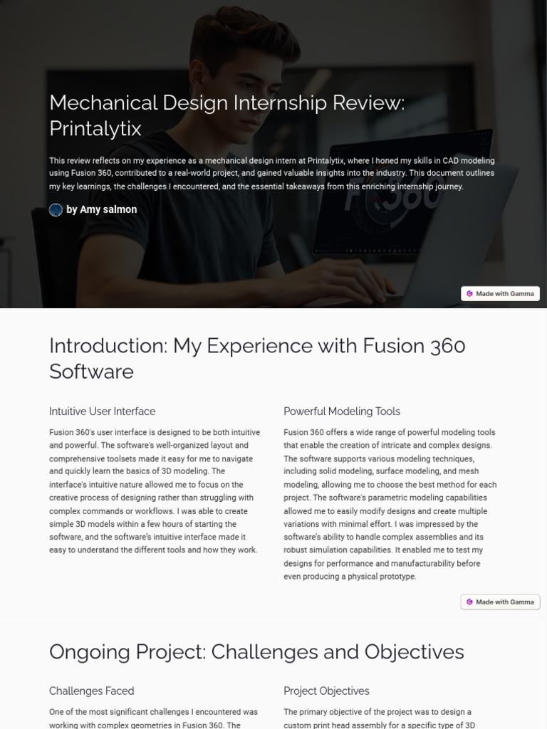 Mechanical Design Internship Review Printalytix | PDF | Prototype | 3 D ...