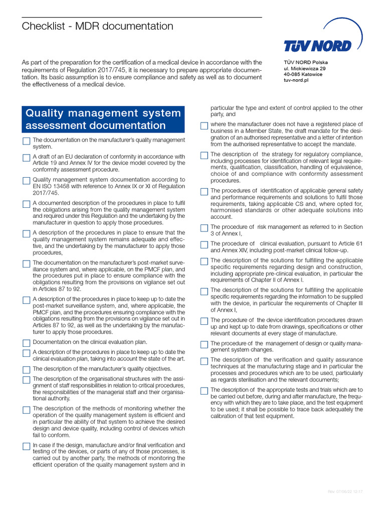 Technical Documentation MDR EN | PDF | Medical Device