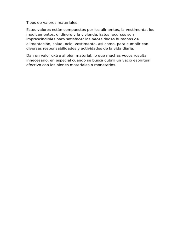 Tipos de Valores Materiales | PDF