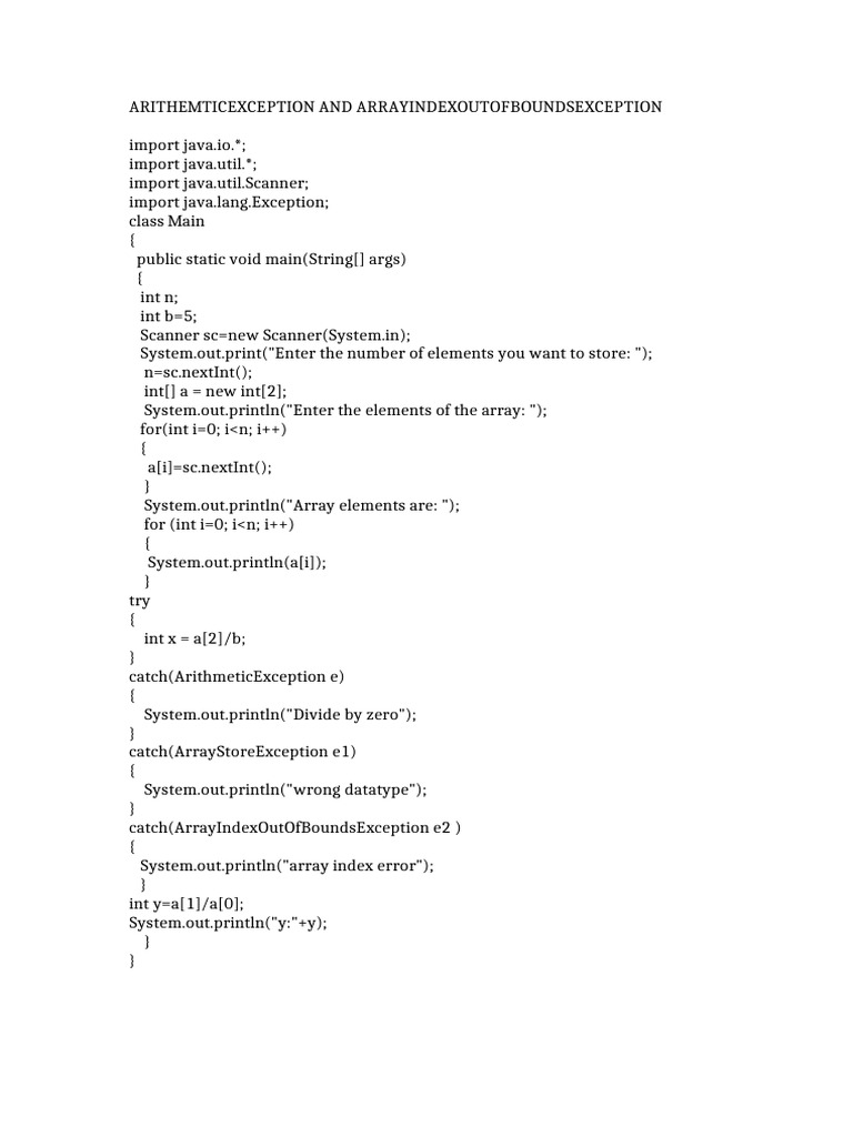 Java Exception Handling Example | PDF