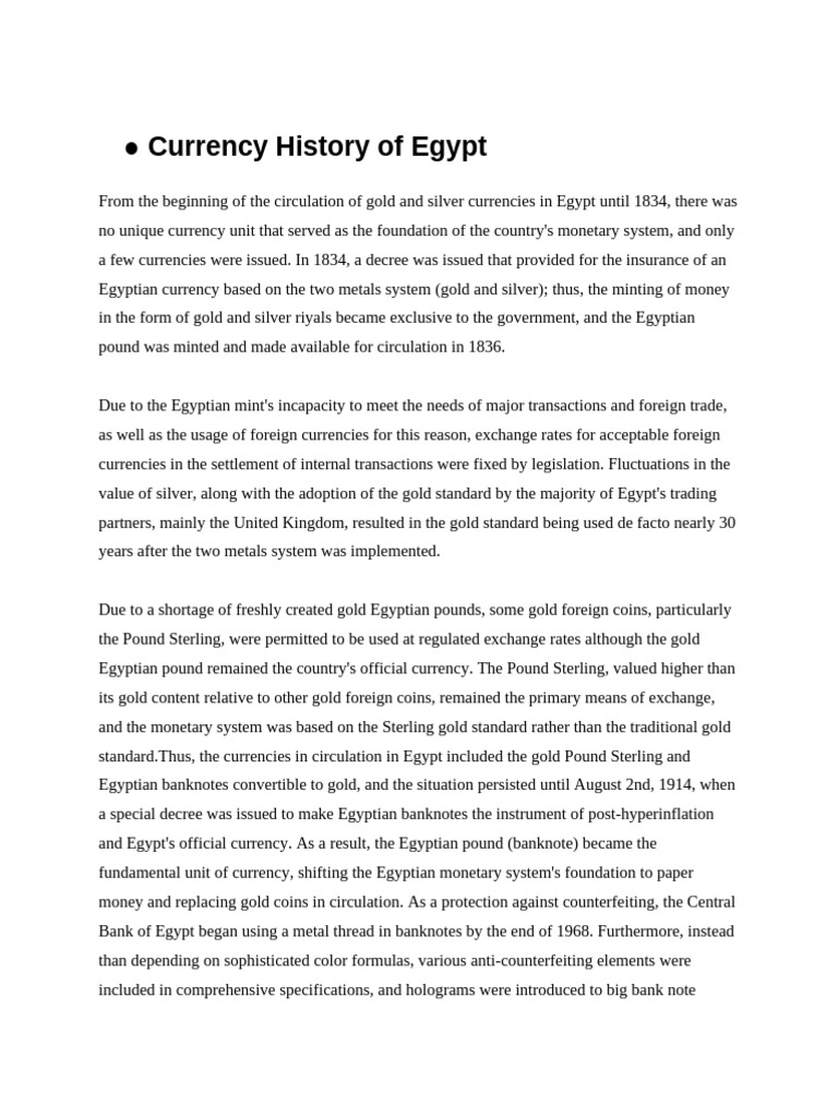 GDP, Currency, Bank Rate Egypt | PDF | Currency | Pound Sterling