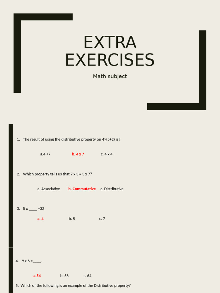 Extra Exercises Answer Key | PDF