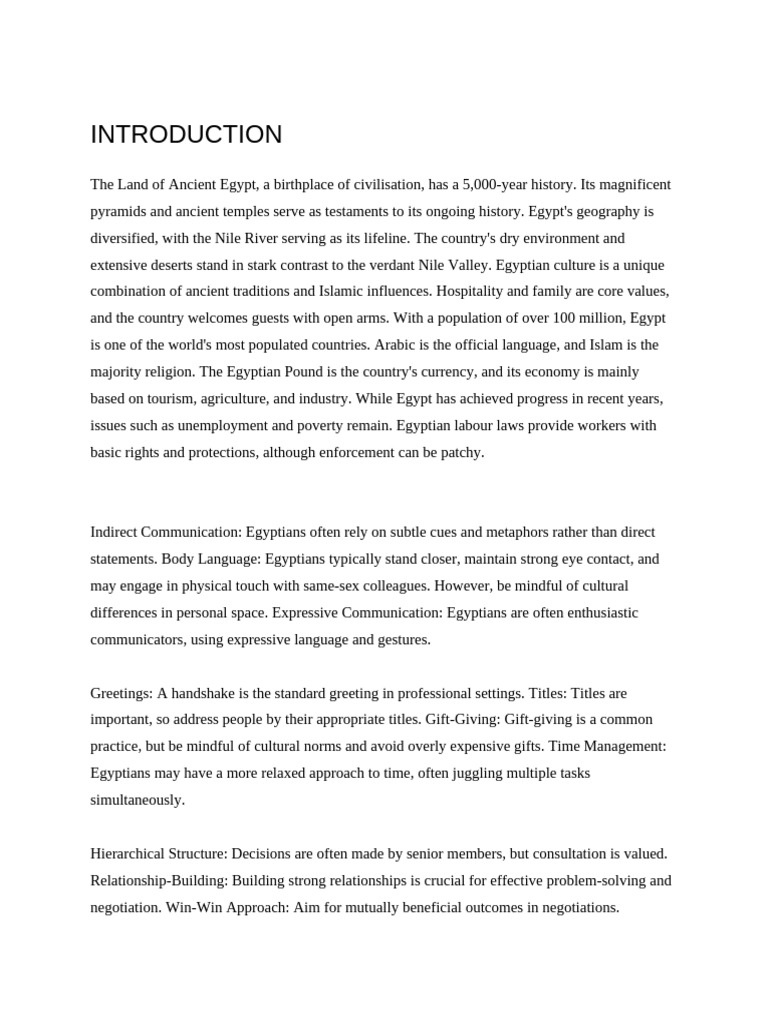 Introduction Conclusion Pdf Egypt Ancient Egypt