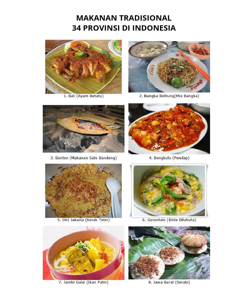Makanan Tradisional 34 Provinsi Di Indon Pdf