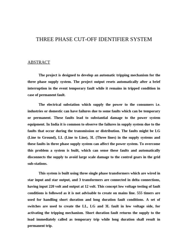 Three Phase Cut-Off Identifier System | PDF