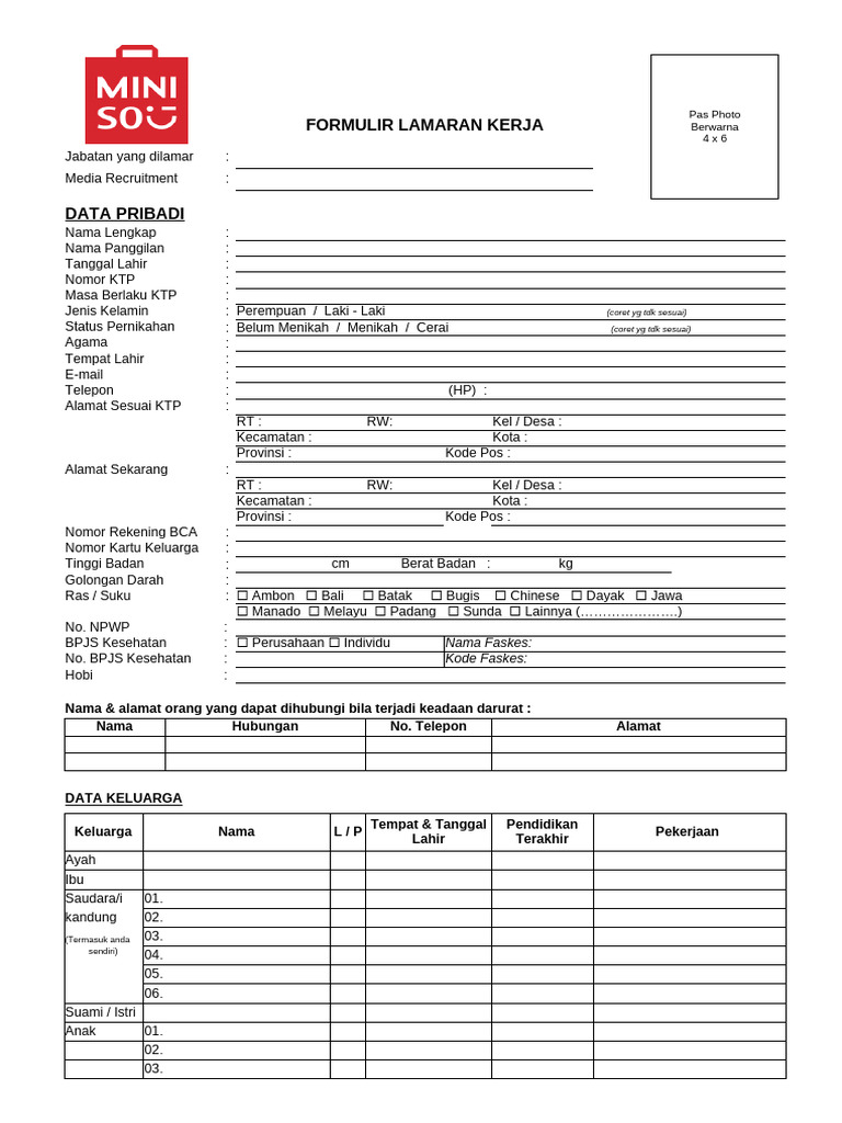 App Form Miniso Indonesia - 0123 | PDF
