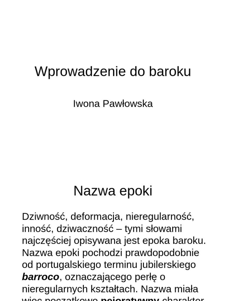 Barok Wprowadzenie | PDF