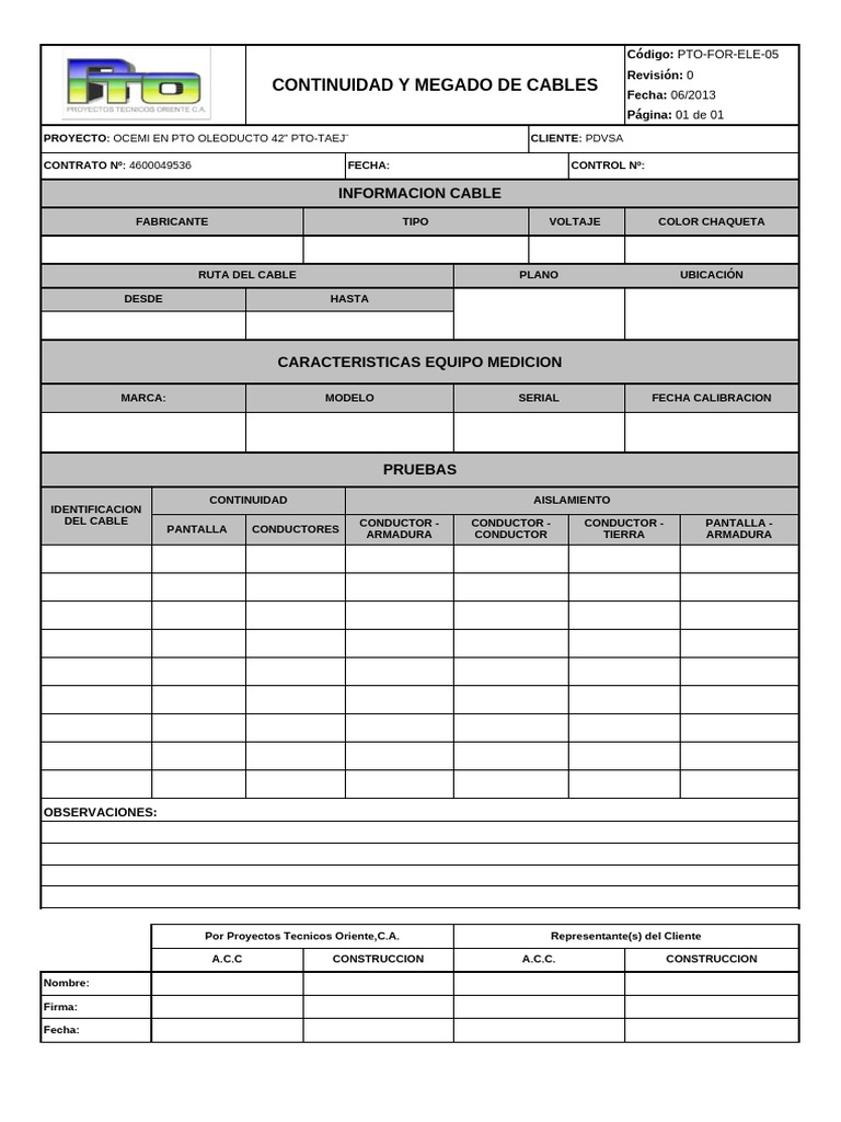 PTO For ELE 05 Continuidad y Megado | PDF