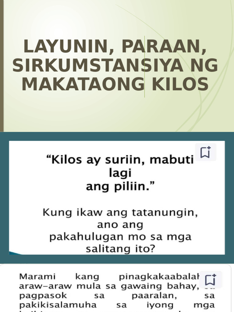 Q2 - Layunin Paraan Sirkumstansiya NG Makataong Kilos | PDF