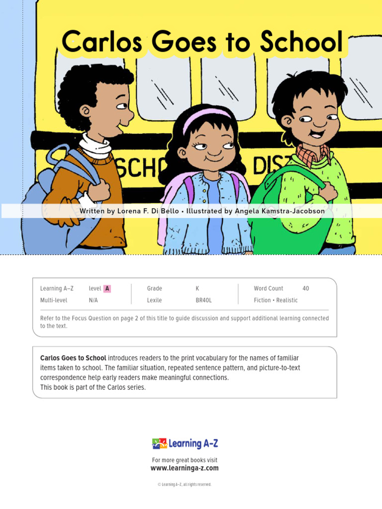 Carlos Goes to School: Early Reader Guide | PDF
