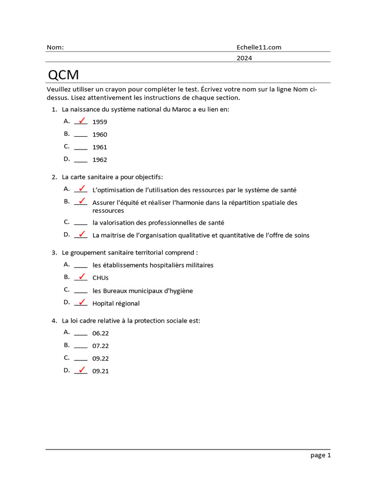 Corrigé Du QCM | PDF | Allocations | Gouvernance