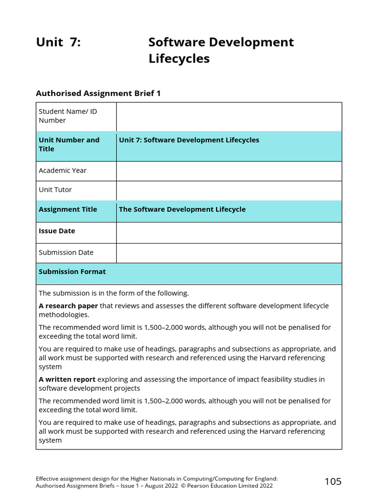 4.software Development Lifecycles HND BRIEF | PDF | Software Development Process | Software ...