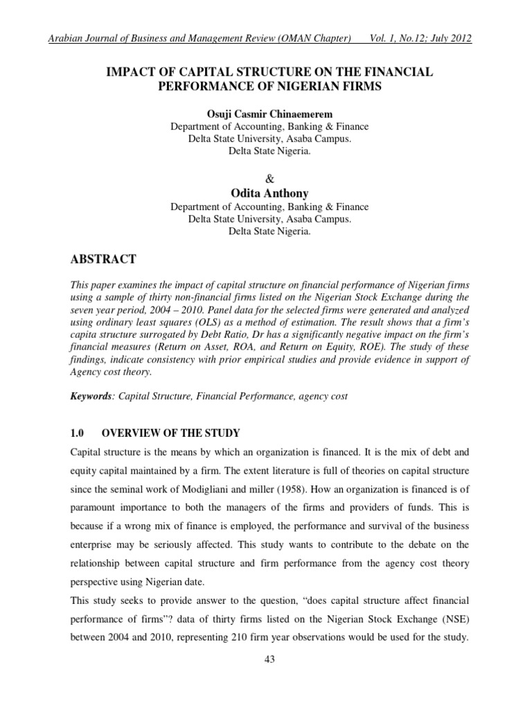 The Impact of Capital Structure On Finan | PDF | Capital Structure ...