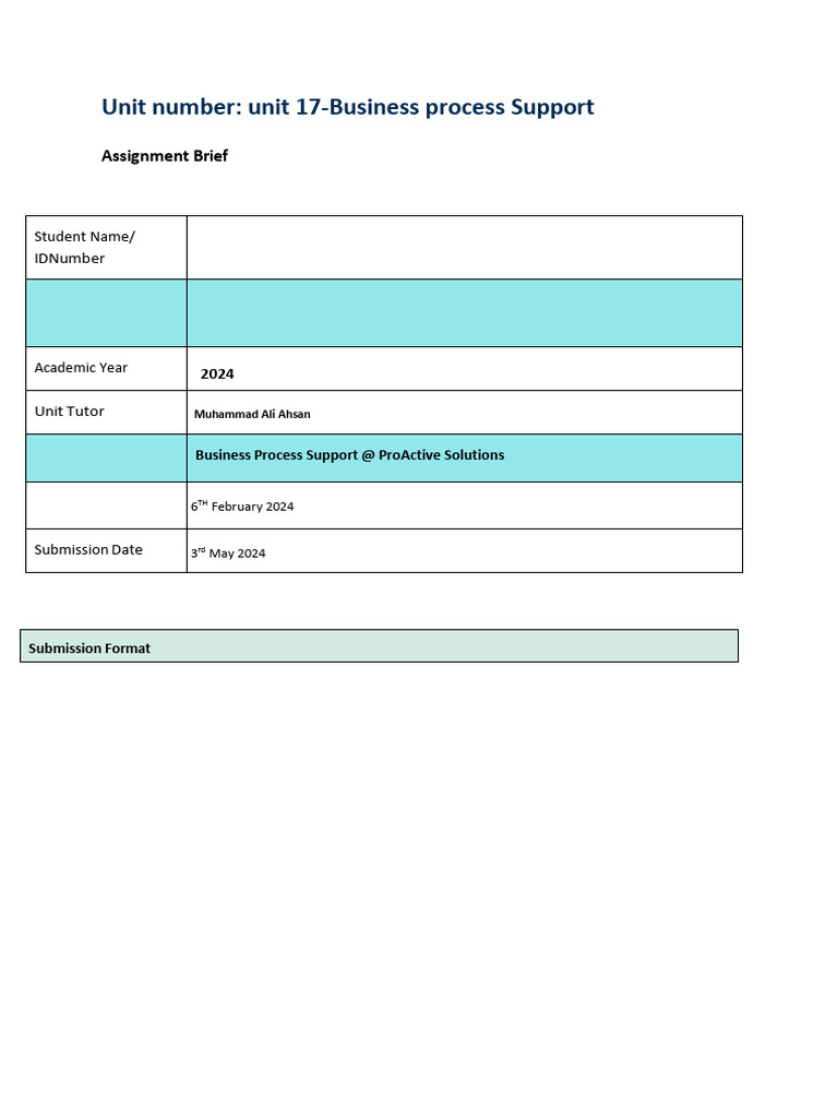 Unit 17 BPS RQF 2022 - Spring 2024 | PDF | Business Process | Data