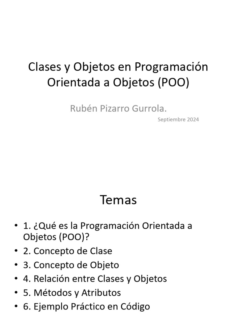 Presentacion Clases y Objetos POO | PDF | Objeto (informática ...