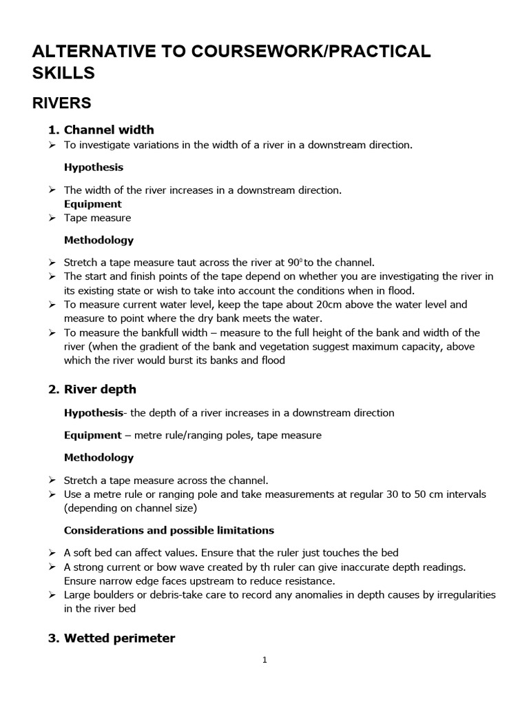 Geo Alternative To Coursework Notes 2019 | PDF | Water Pollution | River