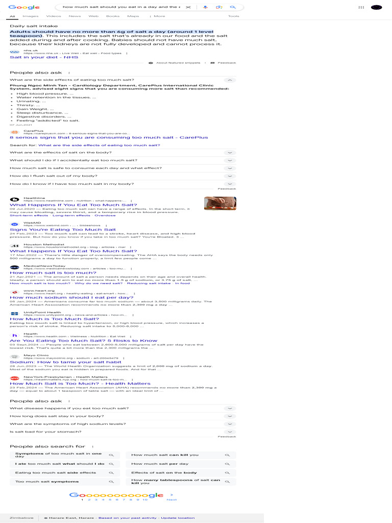 Daily Salt Intake Recommendations | PDF | Foods | Food Science