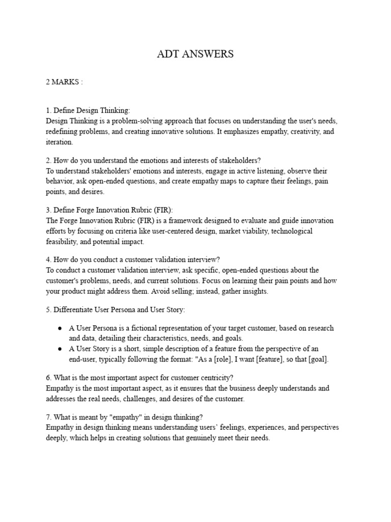 Adt Answers | PDF | Usability | Design Thinking