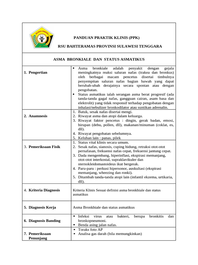 Panduan Asma Bronkhiale dan Status Asmatikus | PDF