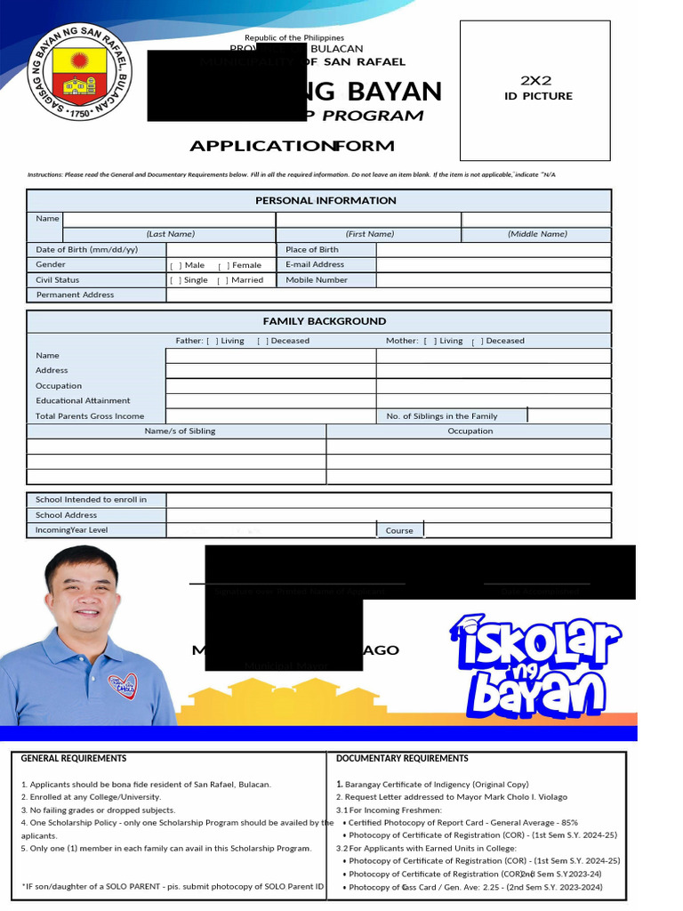 Scholarship Application Form 2024 | PDF