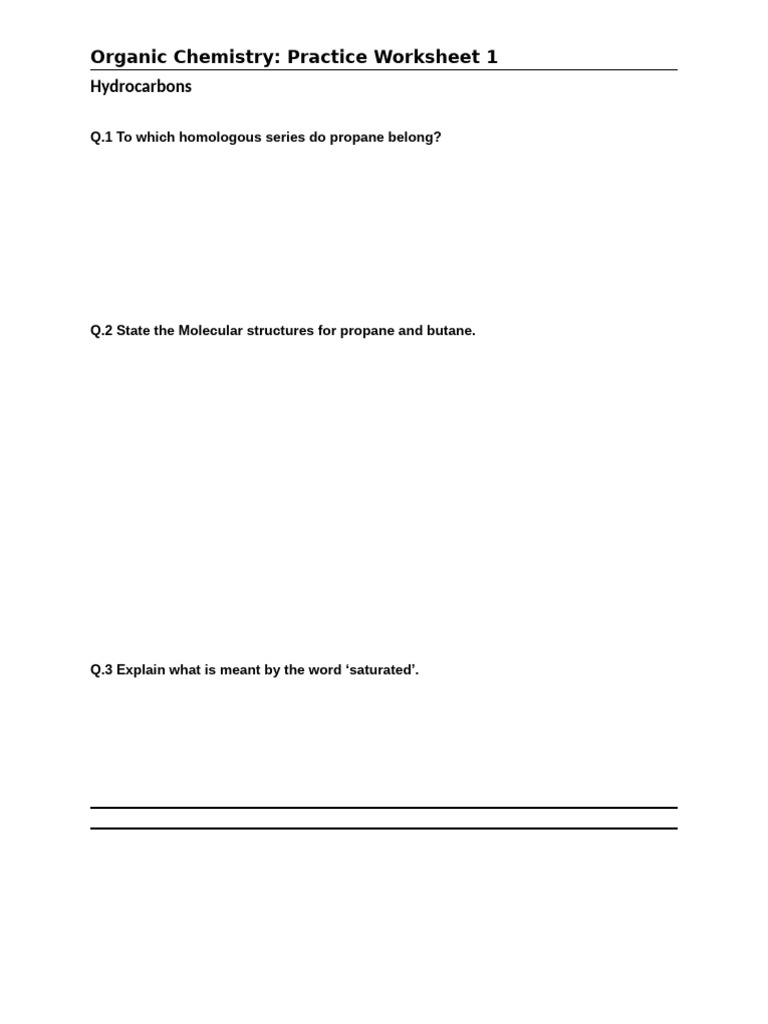 Organic Chemistry WS1 MYP-5 | PDF