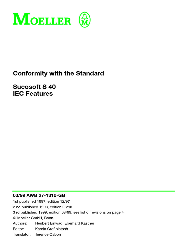 Conformity With The Standard - Sucosoft S40 IEC Features - H1310 | PDF | Integer (Computer ...