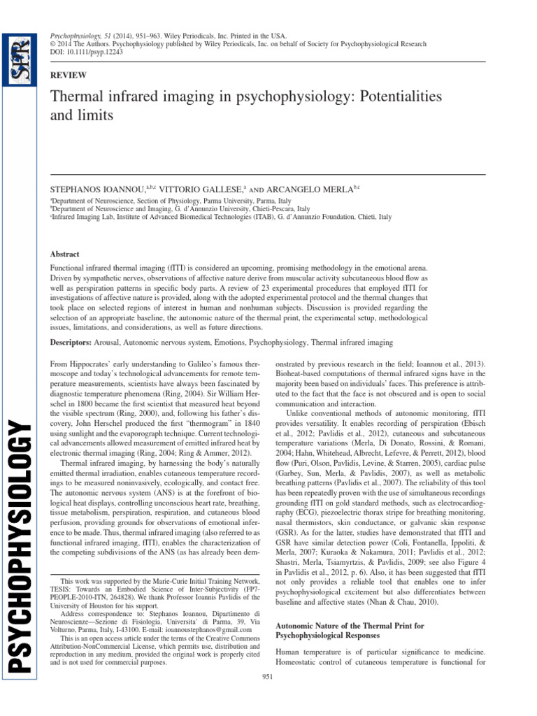 Ioannou 2014 Thermal Infrared Imaging in Psychop | PDF | Emotions ...