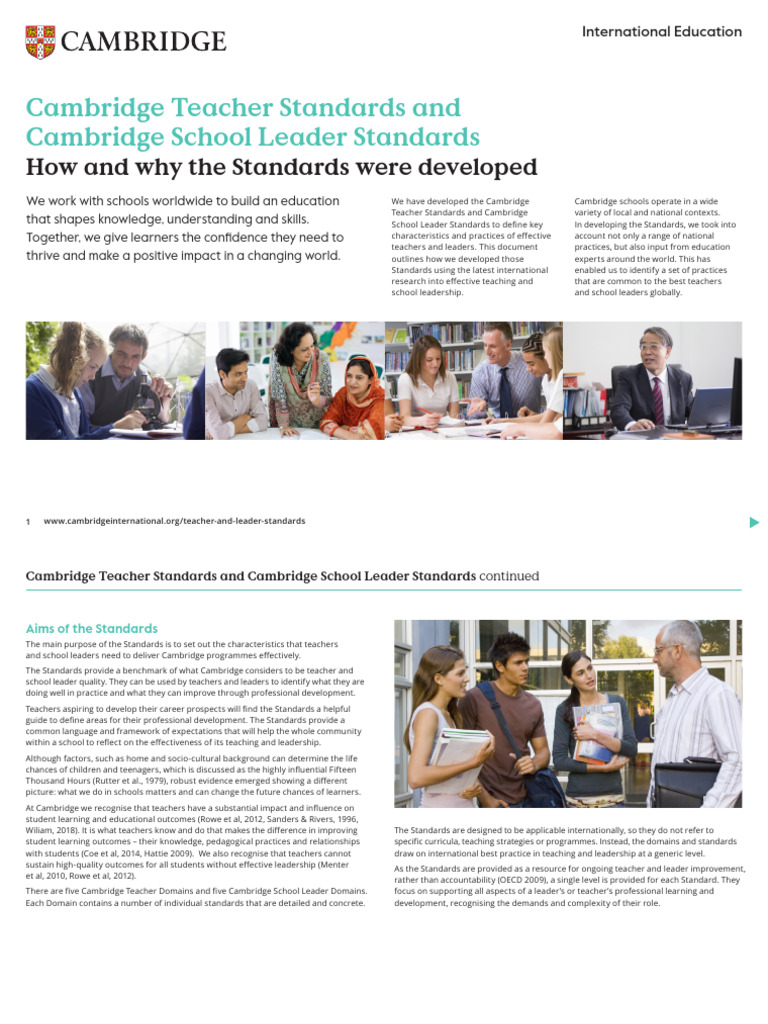 Cambridge Teacher Standards Overview | PDF | Teachers | Learning