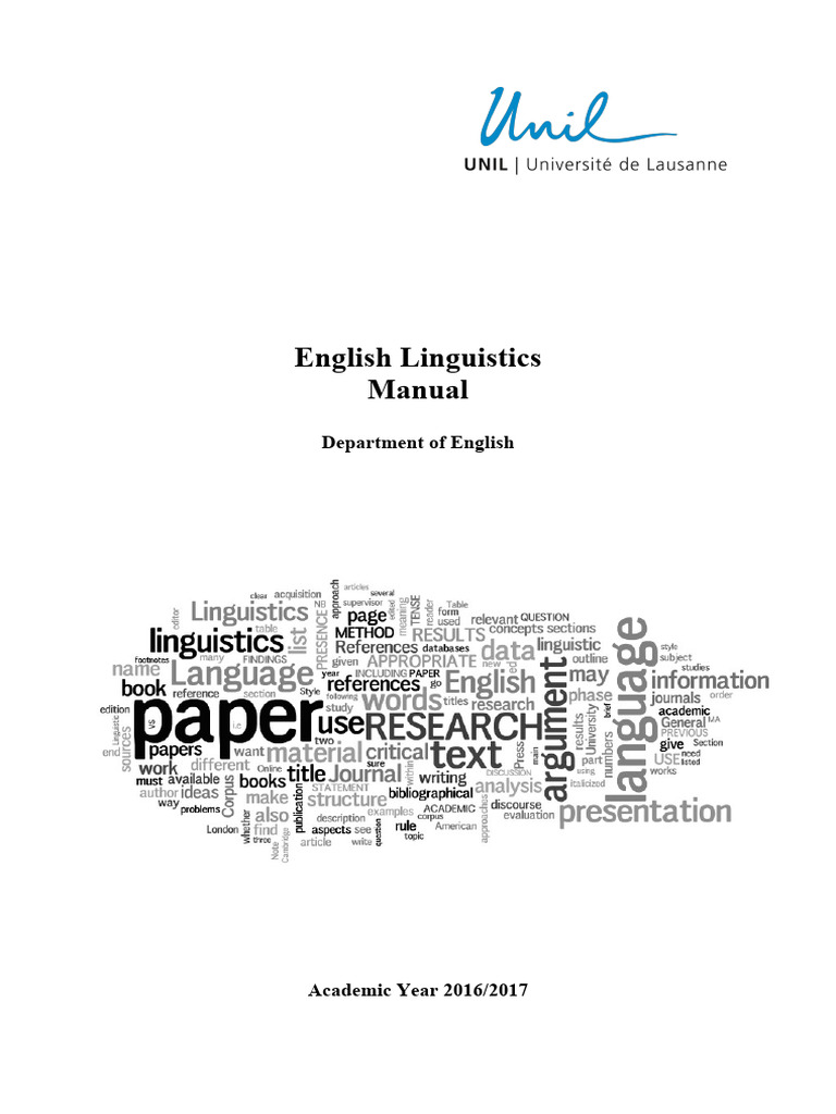 English Linguistics Paper Guide | PDF | Methodology | English Language