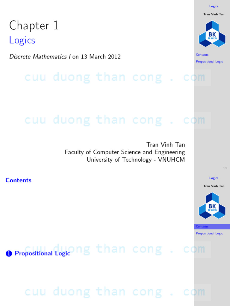 Toan-Roi-Rac-1 - Tran-Vinh-Tan - Dm1-Propositional-Logic - (Cuuduongthancong - Com) | PDF ...
