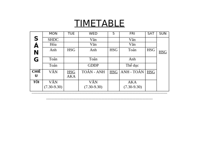 Timetable | PDF
