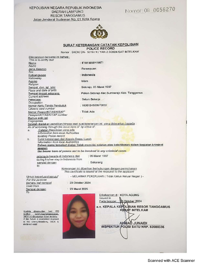 SKCK Ifah Maryanti | PDF
