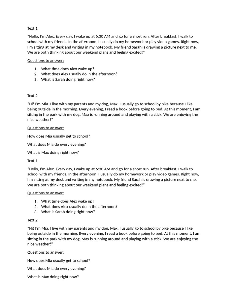 A Day in A Life Reading | PDF