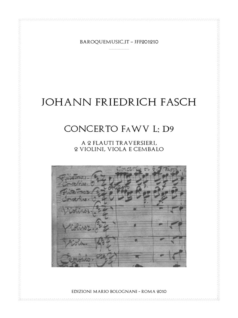 Fasch Concerto 2 FL TR FWV L D9 Score | PDF