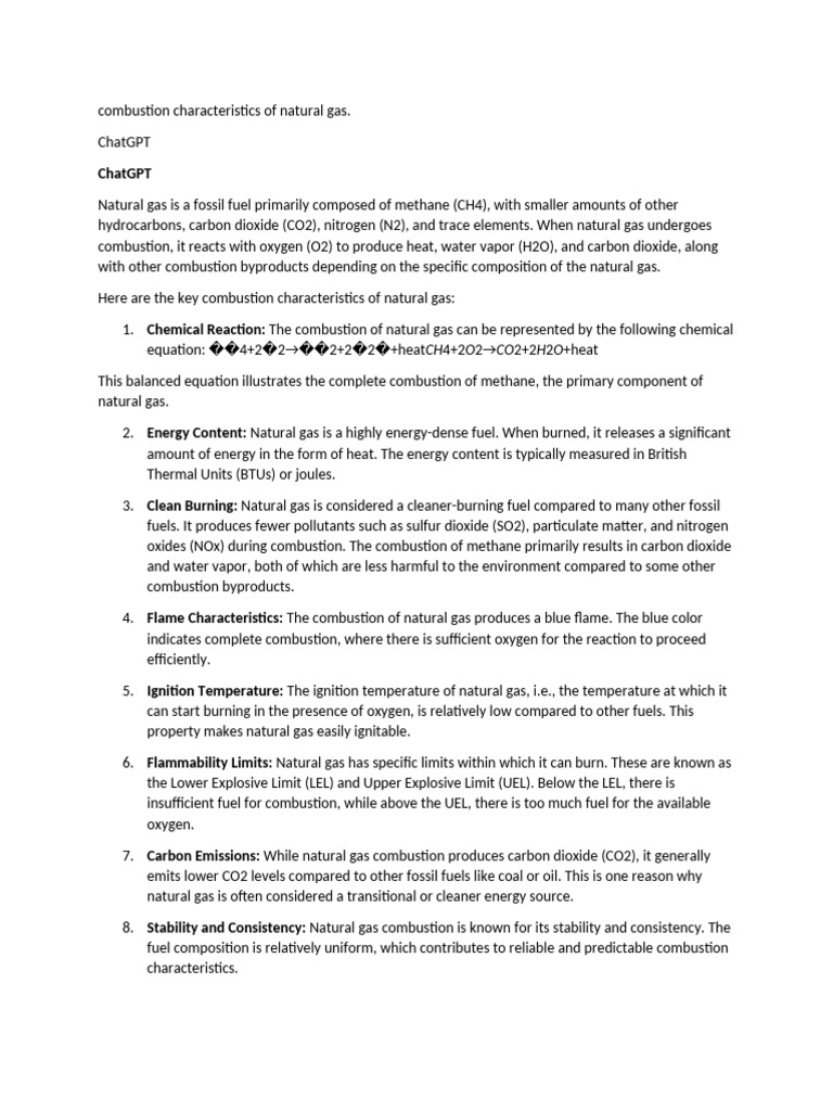 Combustion Characteristics of Natural Gas | PDF | Combustion | Gas Turbine