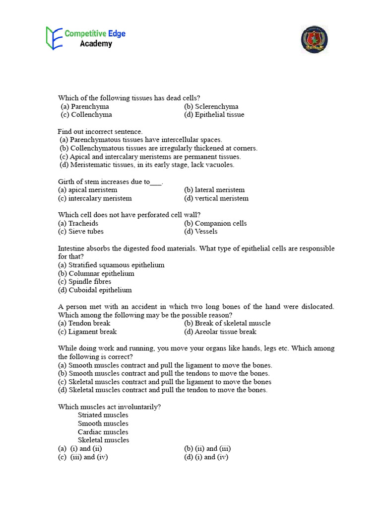 Assignment Tissues 20240925210137 | PDF | Tissue (Biology) | Muscle