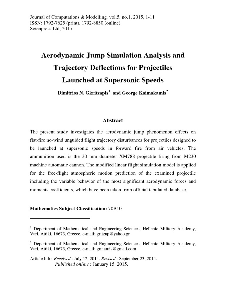 Aerodynamic Jump Simulation Analysis and | PDF | Mechanics | Applied And Interdisciplinary Physics