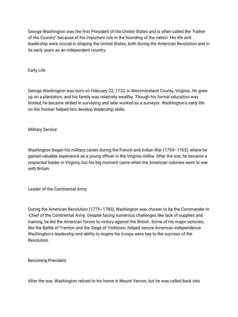 The Founding Father George Washington | PDF | George Washington ...