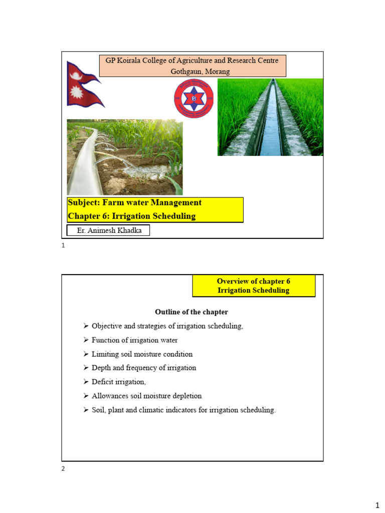 Irrigation Scheduling for Optimal Crop Growth | PDF | Soil | Irrigation