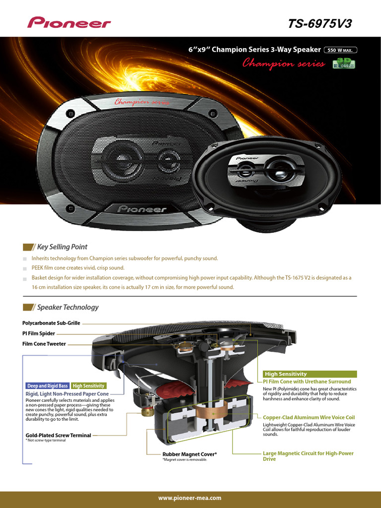 Car Speaker Champion Series TS 6975V3 | PDF | Loudspeaker | Audio Engineering