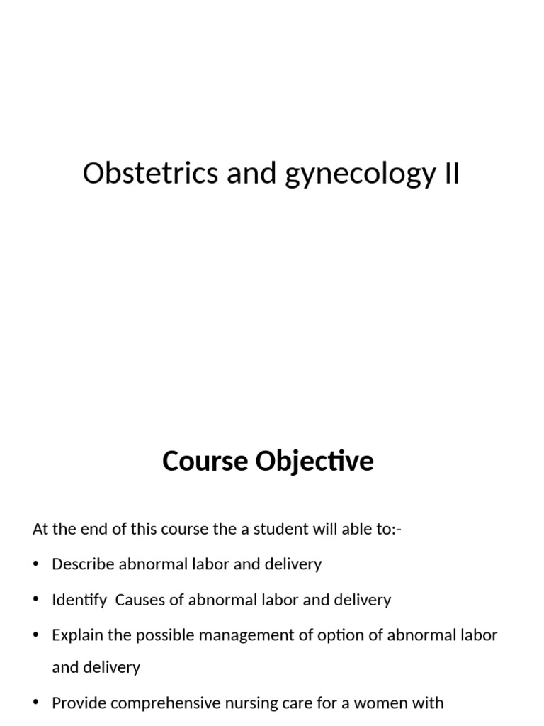 Obstetrics & Gynecology Course | PDF
