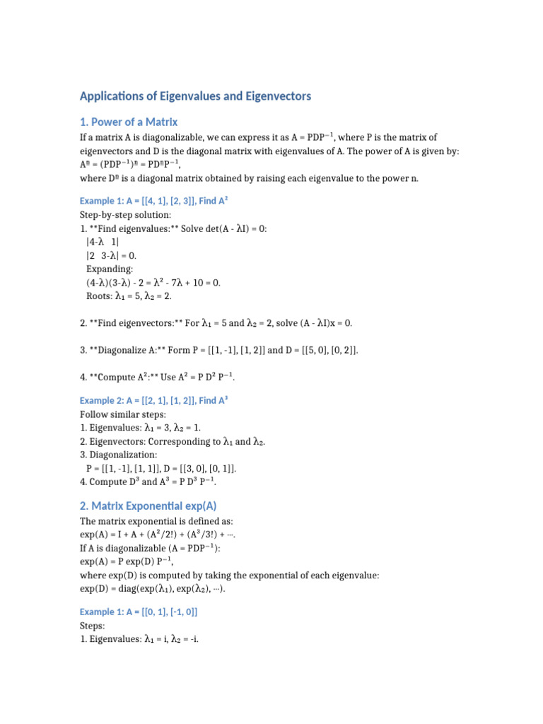 Applications of Eigenvalues and Eigenvectors | PDF