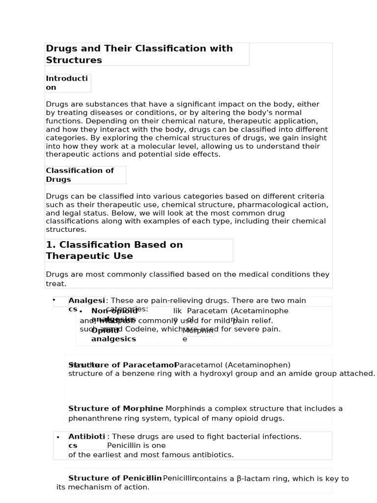 Drugs and Their Classification With Structures | PDF | Analgesic | Drugs
