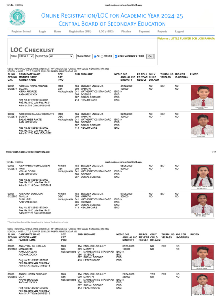 Cbseit - in Cbse Web Regn Locchklist2.Aspx | PDF | Secondary Education ...
