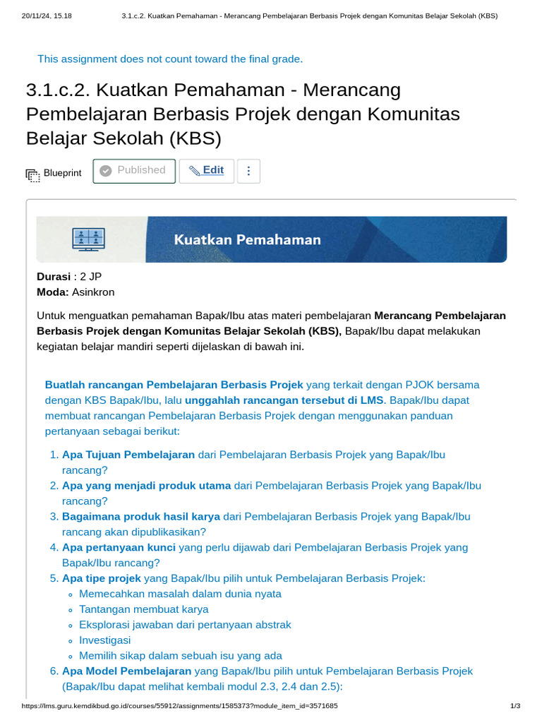 3.1.c.2. Kuatkan Pemahaman - Merancang Pembelajaran Berbasis Projek Dengan Komunitas Belajar ...