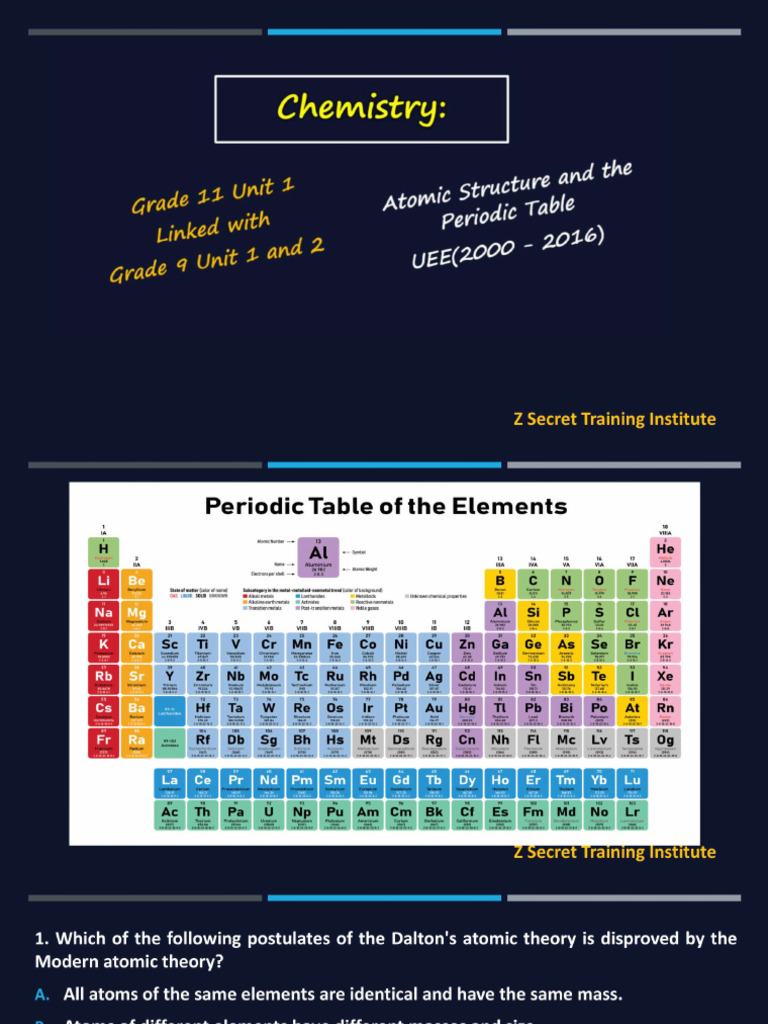 Grade 11 Chemistry Unit 1 Linked With Grade 9 Unit 1 & 2 UEE | PDF