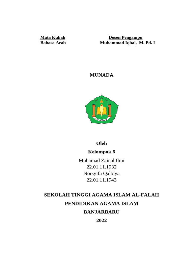 Pengertian dan Macam Munada dalam Bahasa Arab | PDF